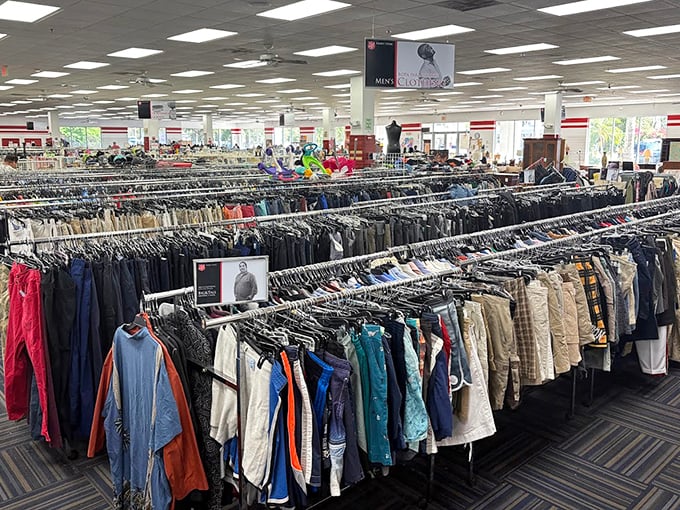 The clothing section stretches toward infinity, a sea of potential style upgrades organized with military precision.