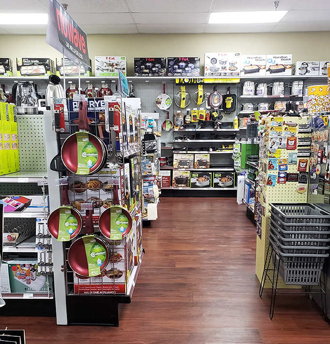 Kitchen dreams come true in the cookware section, where even reluctant home chefs suddenly imagine themselves hosting dinner parties worthy of Food Network.