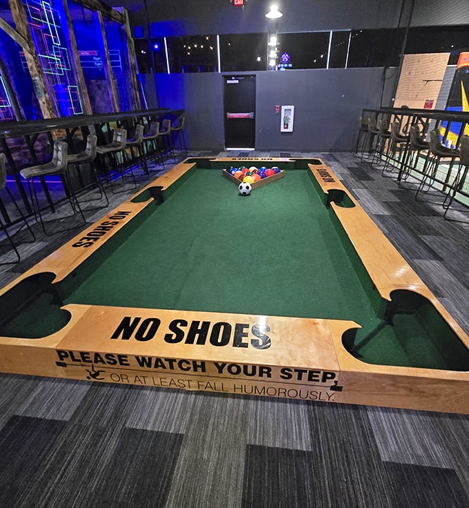 "Please fall humorously" &ndash; finally, a pool table that understands my game and has a sense of humor about it.