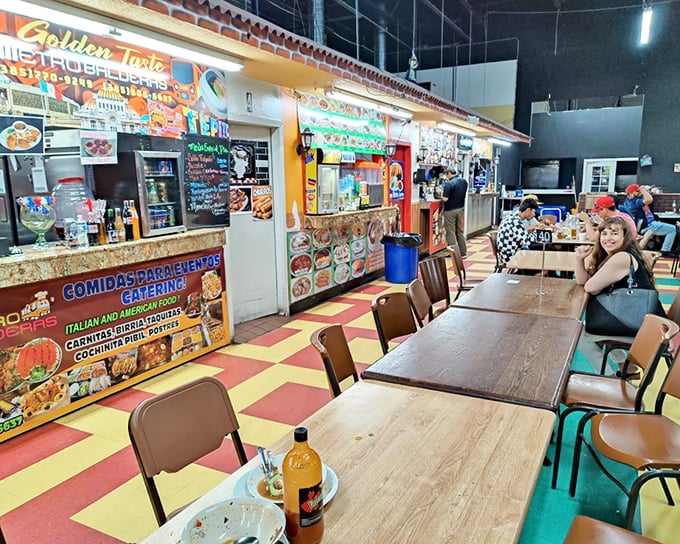 The food court isn't just a place to refuel—it's the beating heart of Azteca where culinary magic happens at prices that'll make your wallet smile.