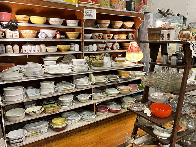 Pyrex paradise! A colorful array of vintage kitchenware that would make your grandmother both nostalgic and slightly jealous of your find.