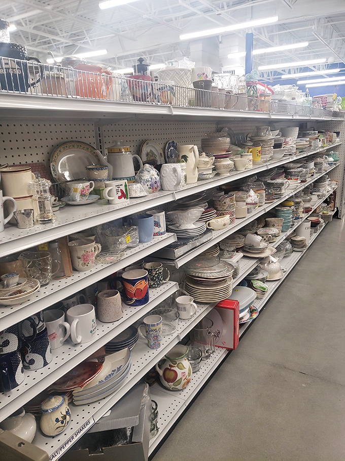 Each plate tells a story. This dishware section is where your grandmother's china pattern goes to find a second chapter.