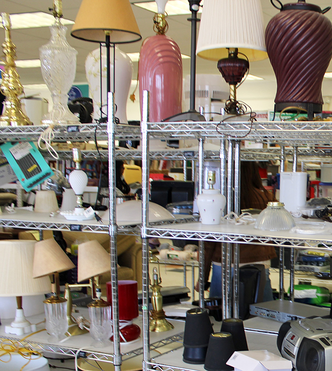 Lamps galore! Each one waiting to illuminate someone's home with both light and serious savings.