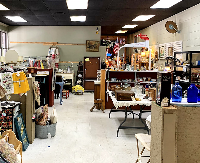 Booths arranged like neighborhoods in a tiny town of treasures. Each corner offers a different decade's worth of memories.