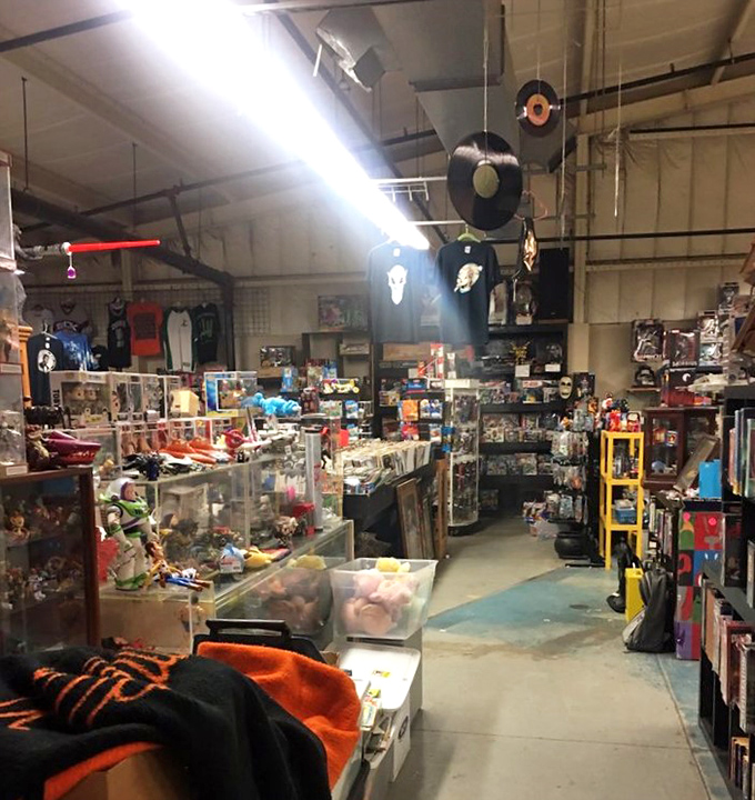 Nostalgia for sale! This collector's paradise showcases decades of pop culture memorabilia, where childhood memories are preserved under glass, just waiting for their forever homes.