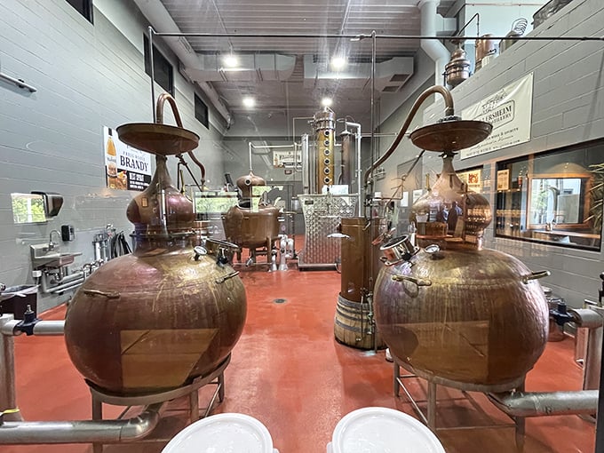 Copper stills gleaming like steampunk sculptures, turning Wisconsin ingredients into liquid gold one batch at a time.