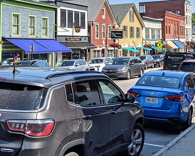 A painter's palette of storefronts welcomes visitors to Camden's downtown, where parking might be tight but charm runs wide.