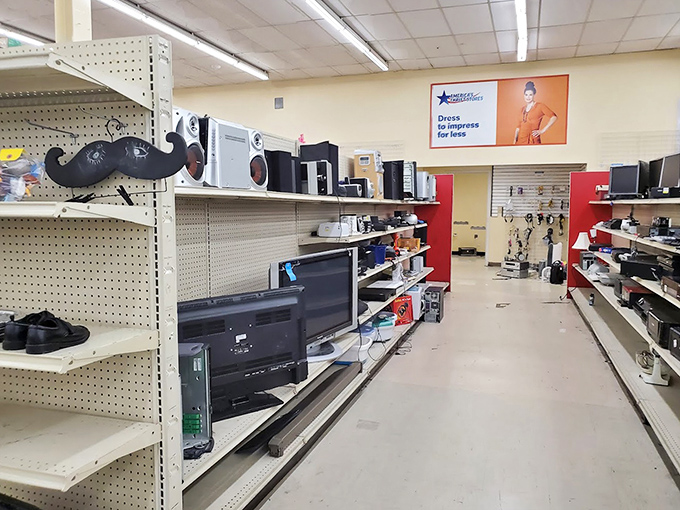 Electronic treasures await new homes, from vintage stereos to that mustache-shaped wall decoration you never knew you needed.