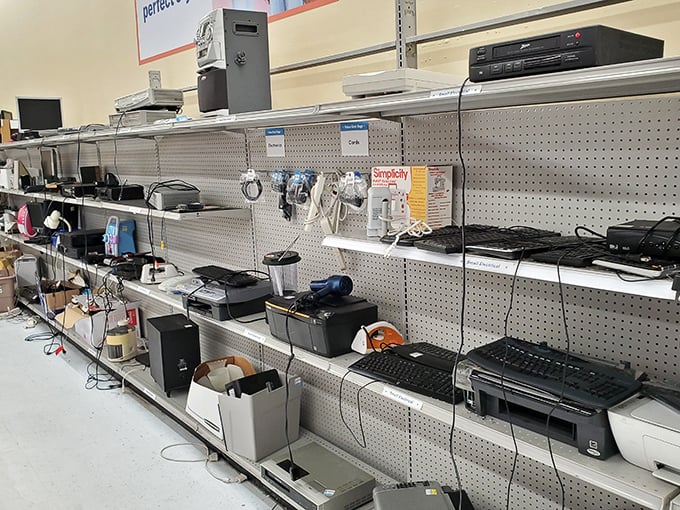 One person's obsolete technology is another's vintage find. This electronic time capsule offers everything from printers to keyboards awaiting resurrection.