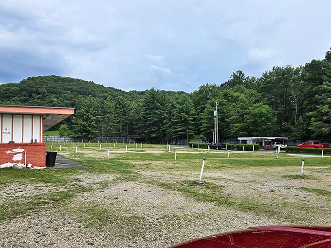 Rolling hills frame the viewing field, proving that West Virginia's natural beauty makes the perfect backdrop for any blockbuster.