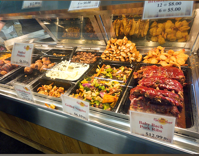 The kind of food display that makes diet plans spontaneously combust. Those ribs aren't falling off the bone&mdash;they're practically volunteering to jump onto your plate.