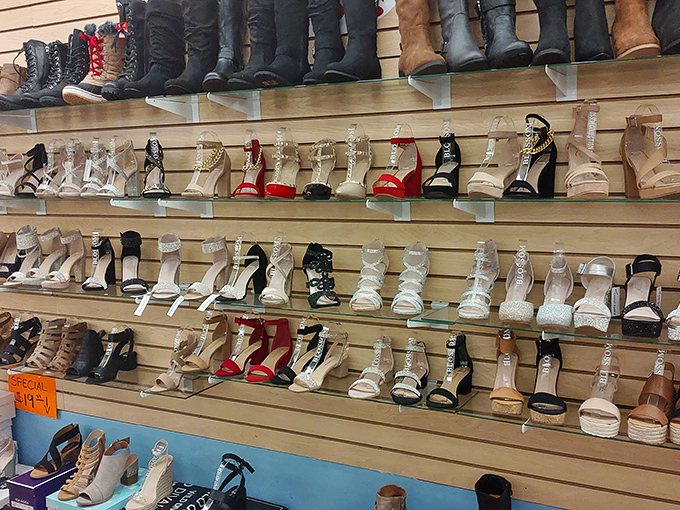 A footwear fantasyland where Cinderella could find glass slippers in every color, and her stepsisters might actually find something that fits.