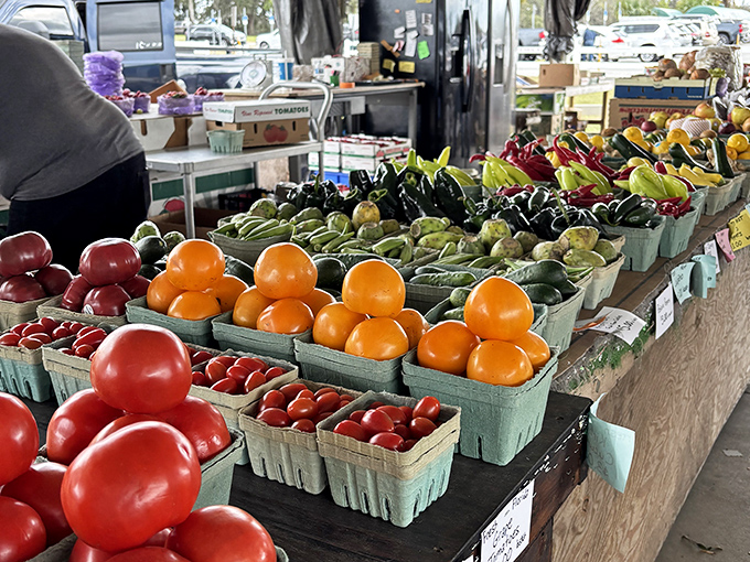 Nature's candy store: tomatoes redder than a tourist's sunburn and oranges that practically jump into your shopping bag.