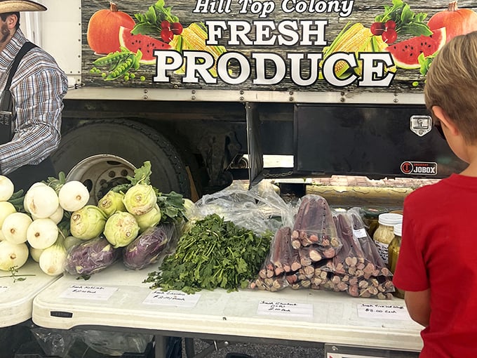 At Hill Top Colony's stand, vegetables aren't just food&mdash;they're ambassadors from the soil, still wearing traces of the earth they called home yesterday.