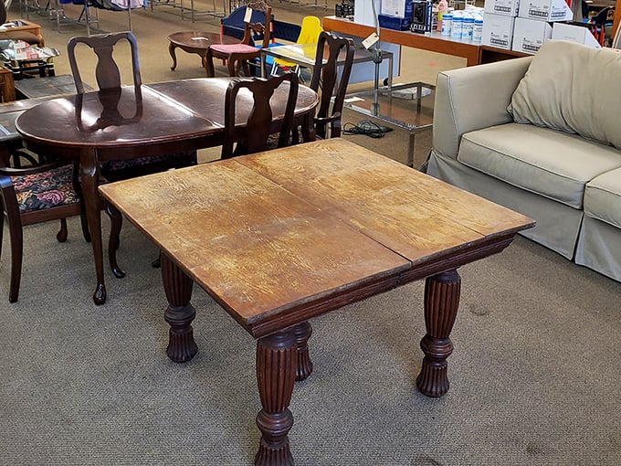 Solid wood craftsmanship that's outlived several design trends sits patiently waiting for its second act in someone's home.