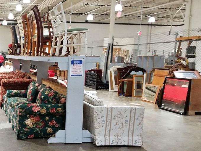 Your car's trunk awaits its destiny among these warehouse-sized aisles of pre-loved possibilities.