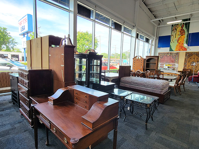 Solid wood furniture with stories to tell&mdash;that secretary desk has probably seen more letters than your email inbox.