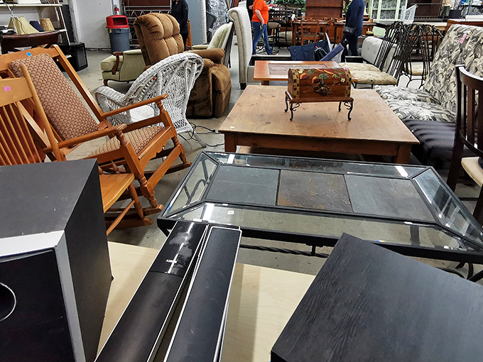 This furniture section is where mid-century meets modern day, with each piece silently whispering stories of its previous life.