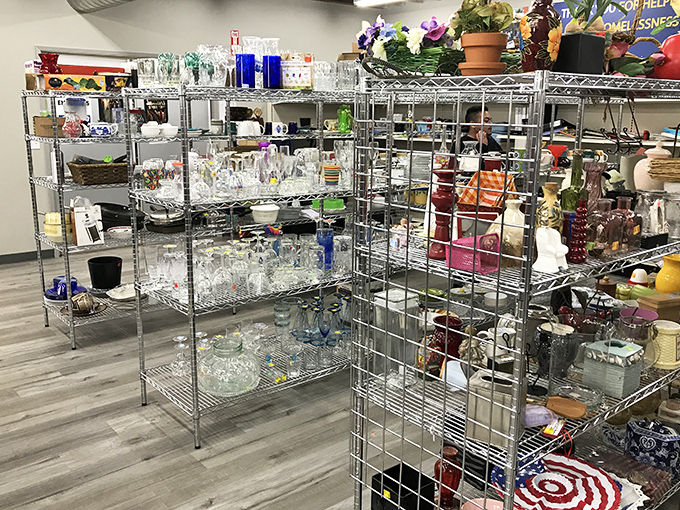 Glassware galore! One person's discarded punch bowl is another's conversation piece at next month's dinner party.