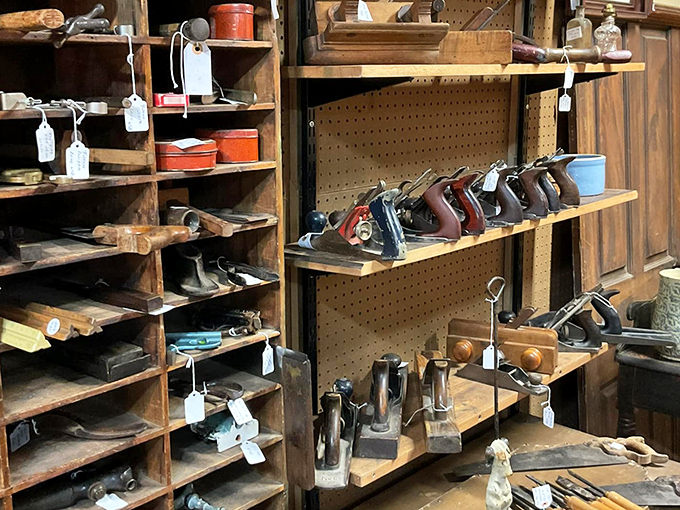 Rows of vintage hand planes that built America's homes, now waiting to build your collection of things you'll definitely use someday.