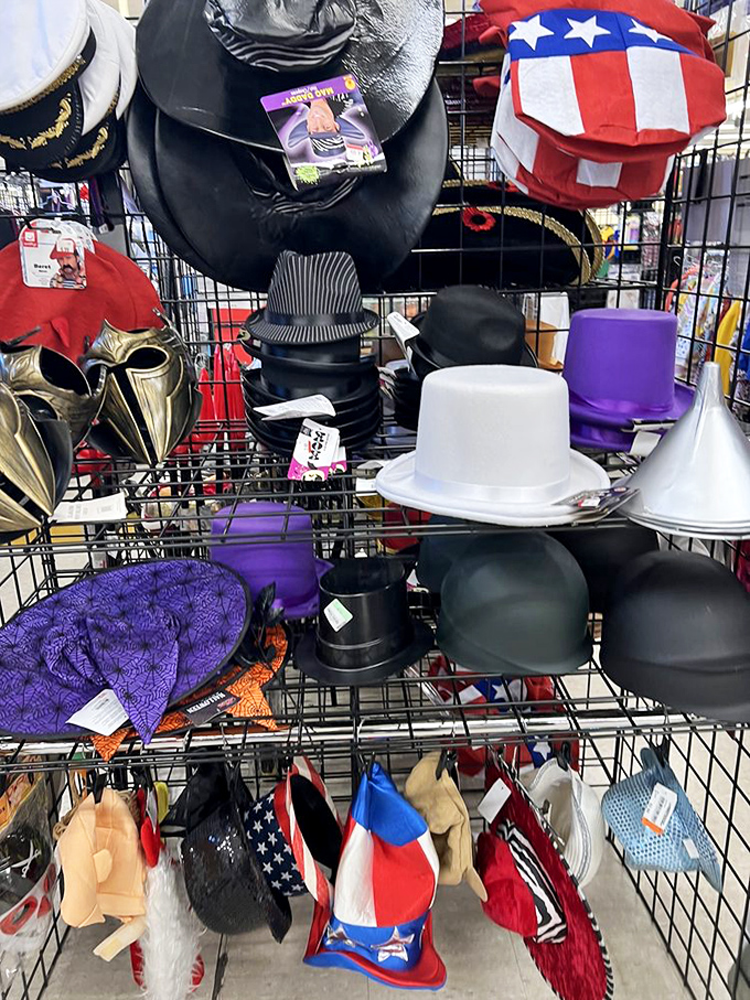 From fedoras to costume masks, the accessories section is where sensible shopping plans go to die and Halloween preparations come alive.
