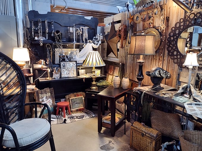 Each vendor booth tells a different story, with lamps illuminating treasures that have been waiting decades for you.