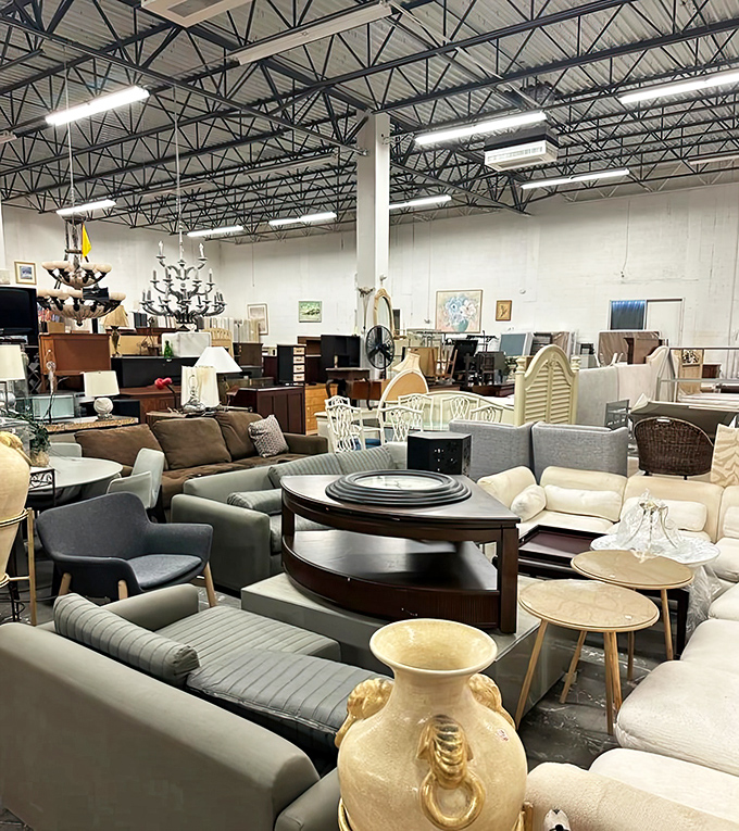 A sea of seating possibilities stretches to the horizon. That mid-century armchair is practically whispering, "I've seen things, man."