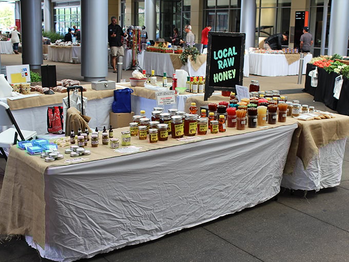 Liquid gold in every jar! This honey display showcases nature's sweetener in all its amber glory, each variety telling the story of different desert blooms.