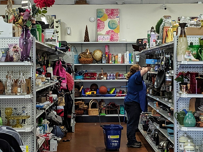 The housewares aisle: where someone else's "I don't need this anymore" becomes your "How did I live without this?" A browser's paradise of kitchen treasures and home d&eacute;cor.