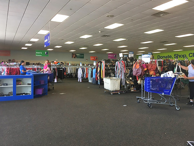 Wide aisles and clear signage make this thrift store feel more like a department store that's having a perpetual sale.