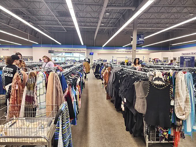 Shoppers navigate the well-organized clothing aisles like seasoned explorers. In Alaska, finding a North Face jacket at these prices feels like striking gold without the hassle of panning.