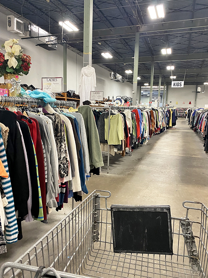 A treasure trove of styles awaits! Explore the racks at Last Chance Thrift in Decatur, Georgia.