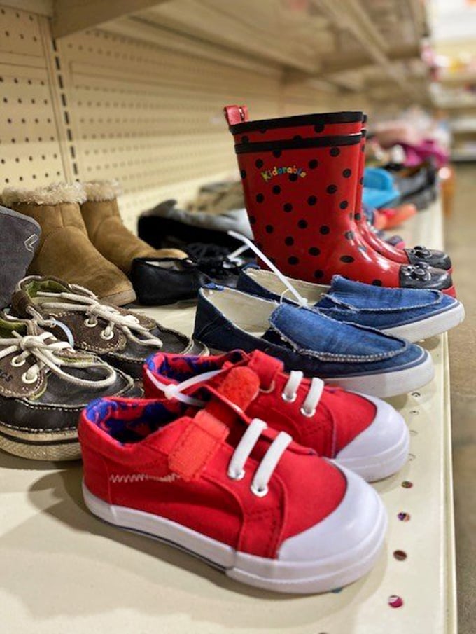 Tiny sneakers and rain boots await their next playground adventures, priced for growing feet and shrinking budgets.