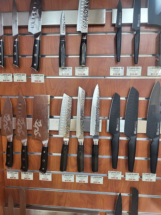 Knife nirvana for home chefs. From everyday slicers to professional-grade beauties, this wall of steel promises to end your relationship with dull blades forever.