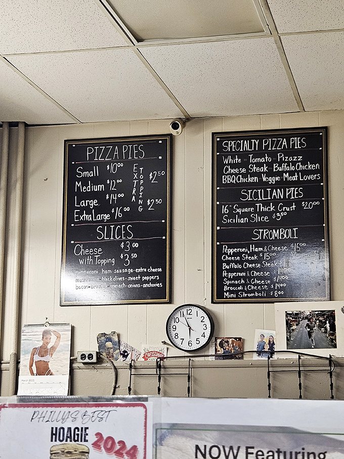 The handwritten menu boards at Lorenzo's haven't changed in decades&mdash;why mess with perfection when you've already mastered the pizza universe?