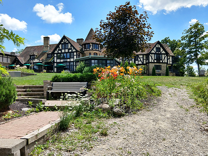 This isn't a misplaced English manor &ndash; it's Punderson's Tudor-style lodge, where Downton Abbey meets Midwest hospitality.