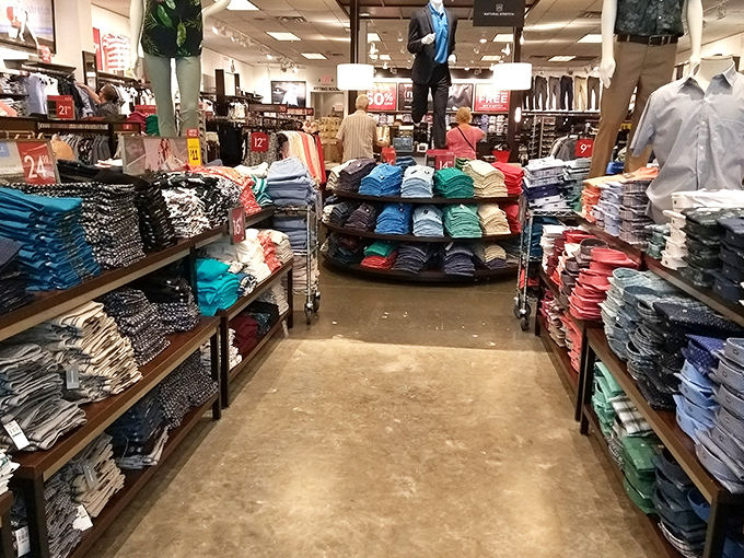 Color-coded organization that would make Marie Kondo weep with joy&mdash;racks upon racks of possibilities without department store sticker shock.