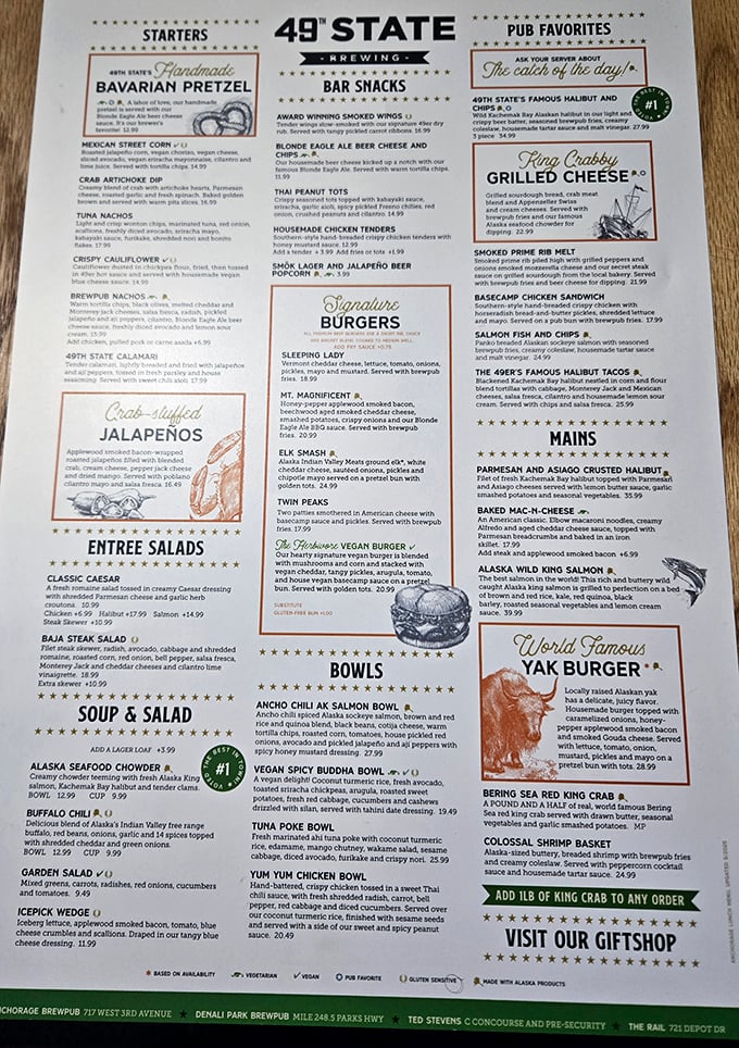 The menu reads like a love letter to Alaska's bounty&mdash;where else can you find yak burgers alongside halibut tacos?