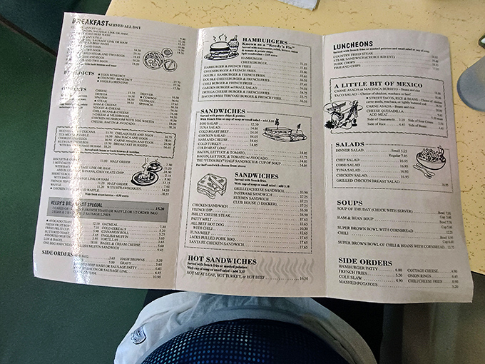 This menu isn't trying to impress anyone with fancy fonts or pretentious descriptions—just straightforward comfort food that speaks for itself.