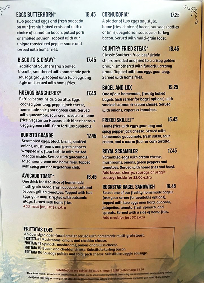 This menu isn't just a list of options&mdash;it's a roadmap to breakfast nirvana with detours through comfort food country.