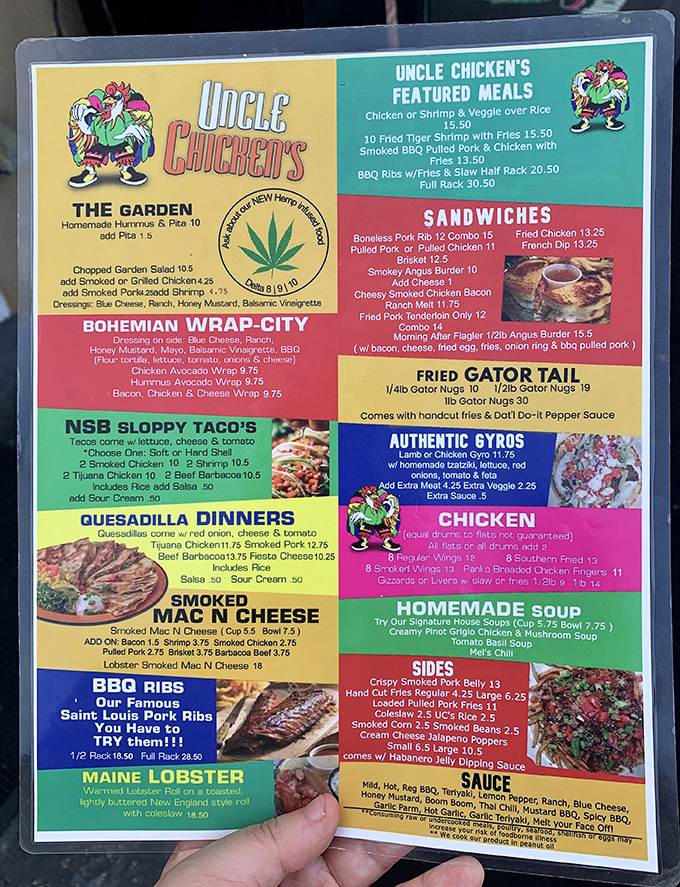 This menu isn't just reading material&mdash;it's a roadmap to flavor paradise. From pulled pork to fried gator tail, decision paralysis never tasted so good.