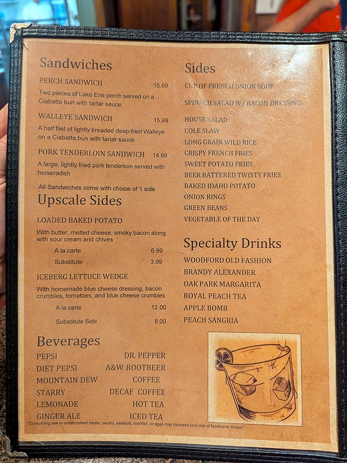 This menu isn't just a list of food&mdash;it's a roadmap to happiness. The perch sandwich alone has probably prevented countless cases of hangry road rage.