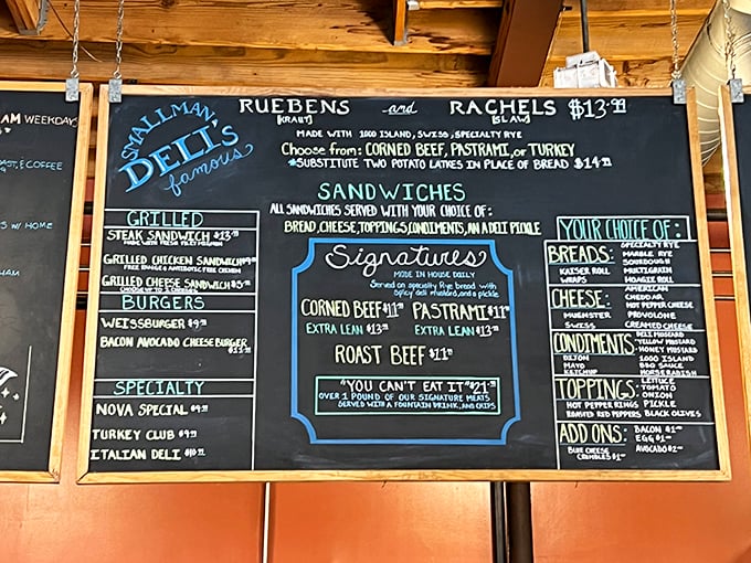 The chalkboard menu&mdash;a poetic manifesto of meat possibilities that makes ordering the hardest part of your visit.