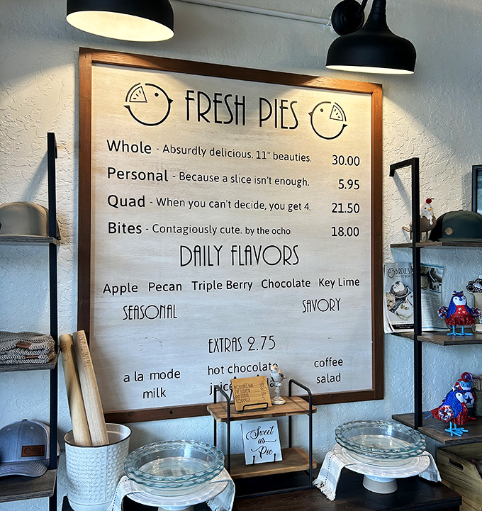 The menu board at Birdie's doesn't just list options—it tells stories. "Because a slice isn't enough" might be the most honest menu description in America.