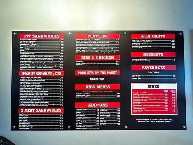 Decision paralysis has never been so delicious. The menu board presents a mouthwatering array of meat-centric options that might require multiple visits to fully explore.