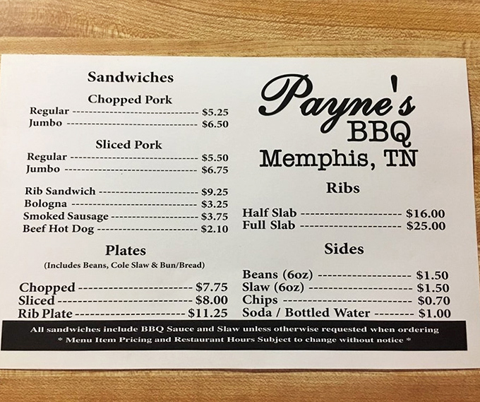 A menu of beautiful simplicity. When you do something this well, you don't need pages of options&mdash;just perfect barbecue in various delicious forms.