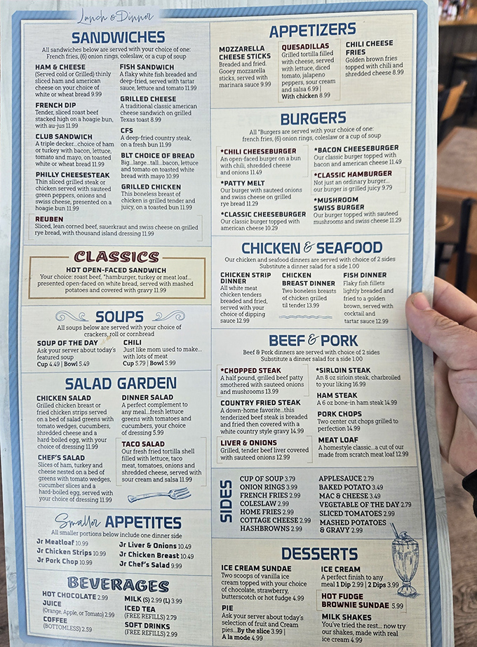 A menu that reads like a love letter to American comfort food classics, with the legendary Reuben taking center stage.