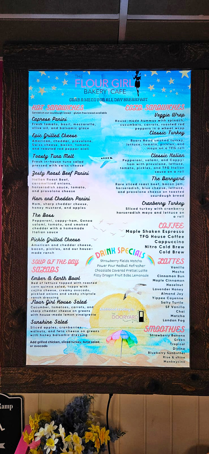 This menu isn't just a list—it's a roadmap to happiness. The "Epic Grilled Cheese" isn't just a name, it's a promise.