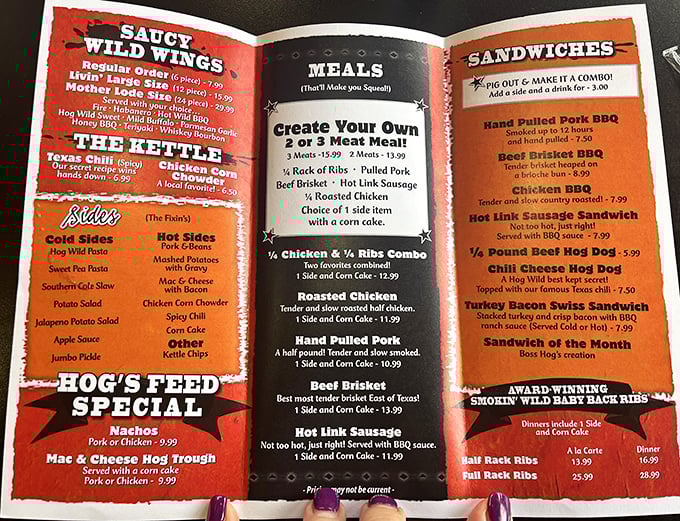 This isn't just a menu&mdash;it's a roadmap to happiness. The "That'll Make You Squeal" meals section isn't lying.