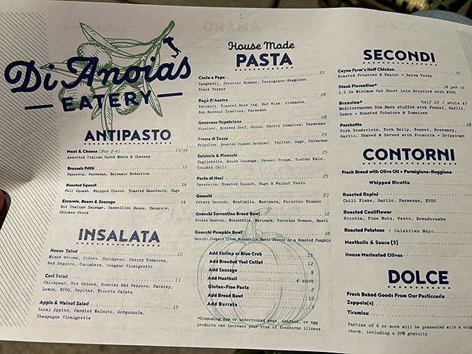 A menu that reads like a love letter to Italian cuisine &ndash; each section promising a different chapter in your culinary adventure.